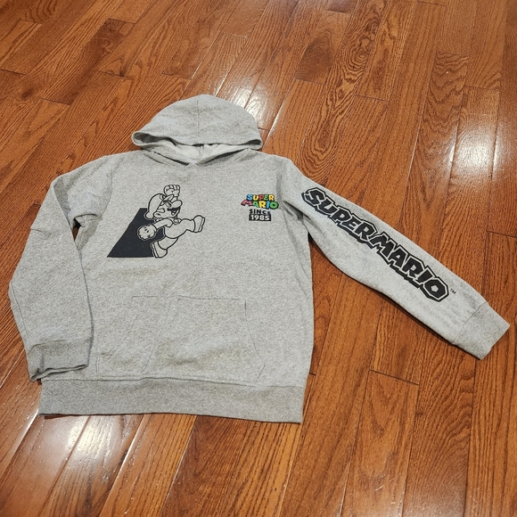 Nintendo | Shirts & Tops | Super Mario Gray Hoodie Size 416 | Poshmark